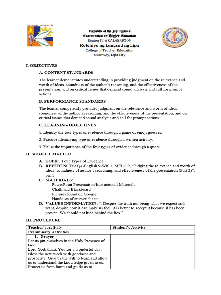 03 Reference English Detailed Lesson Plan Deped 4as Lesson Plan About 4 ...