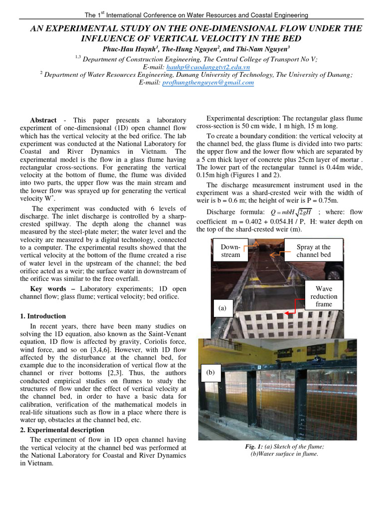 1D Flow Experiment with Vertical Velocity | PDF | Discharge (Hydrology ...