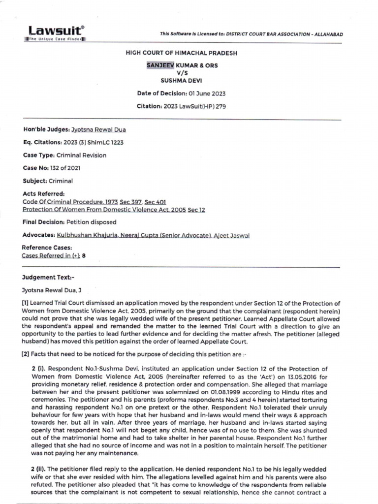 Sanjeev Kumar & ORS VS Sushma Devi | PDF