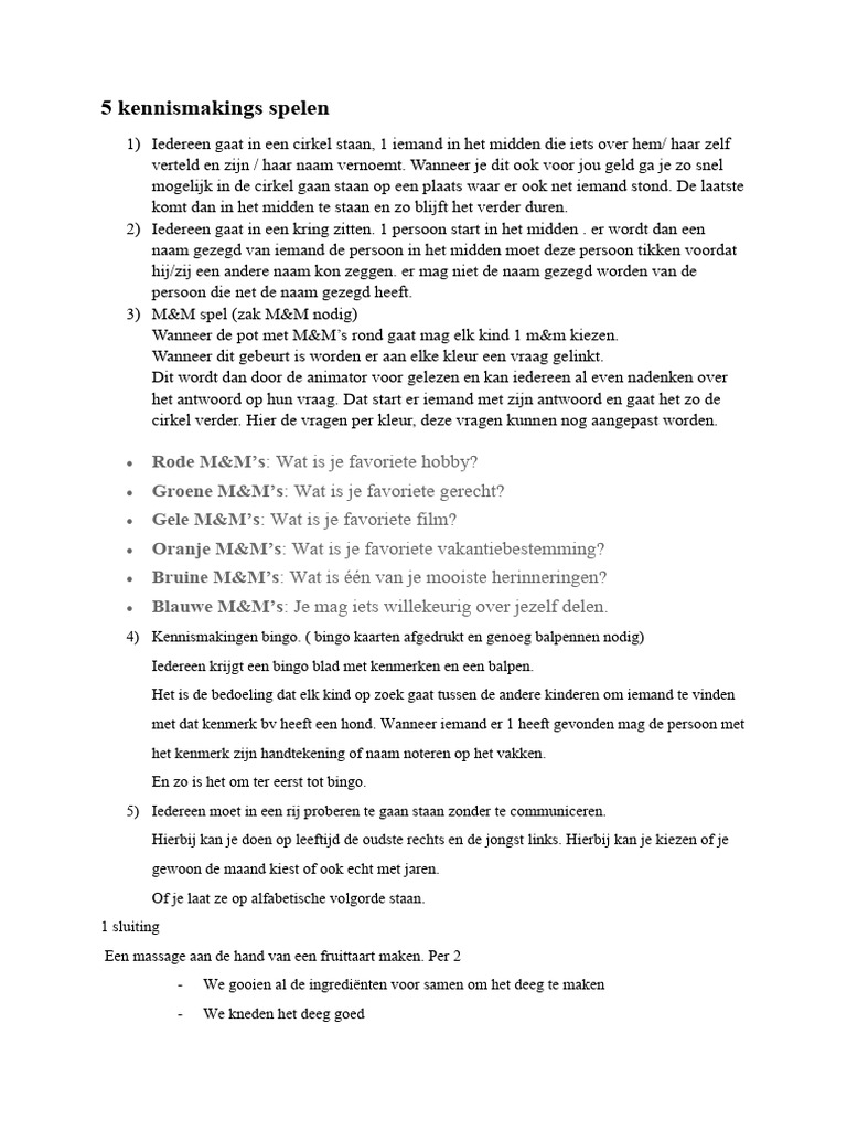 Kennismaking en Sluiting | PDF