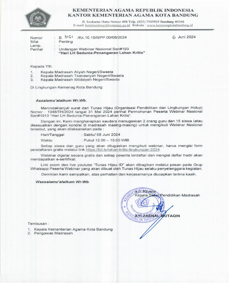 Surat Undangan Webinar Nasional LH | PDF