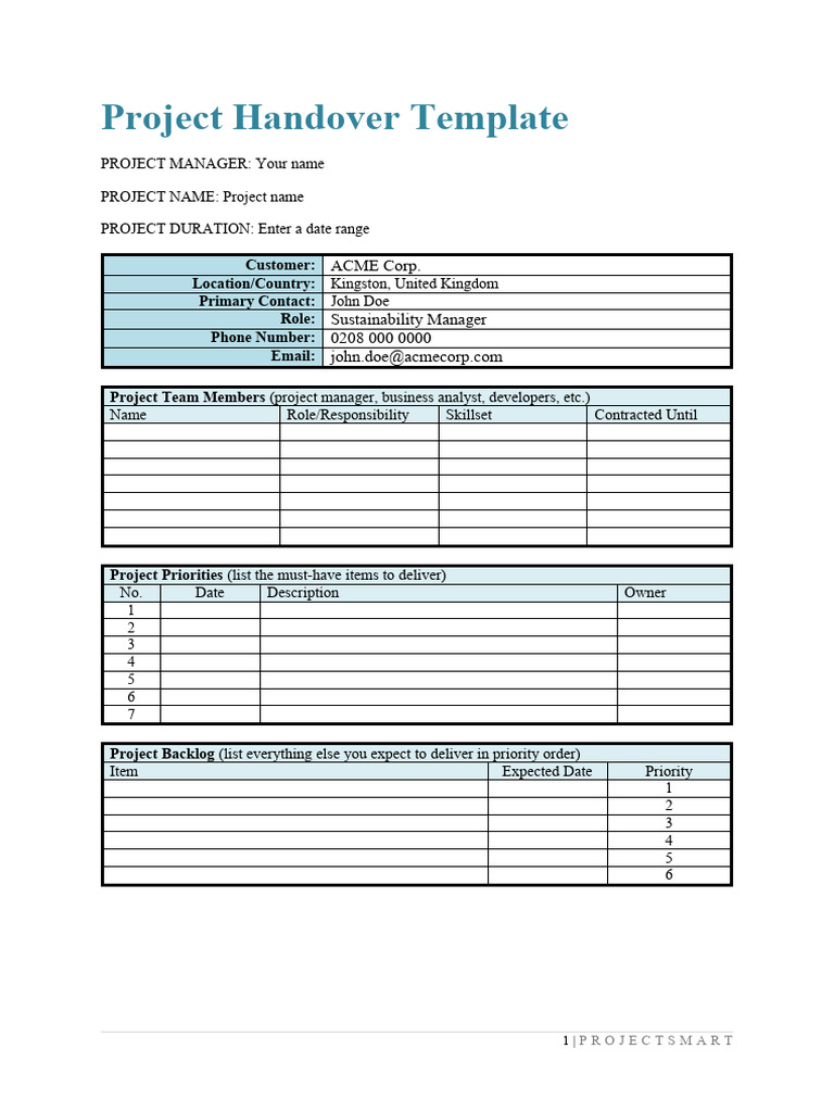 project-handover-template-checklist | Download Free PDF | Information ...