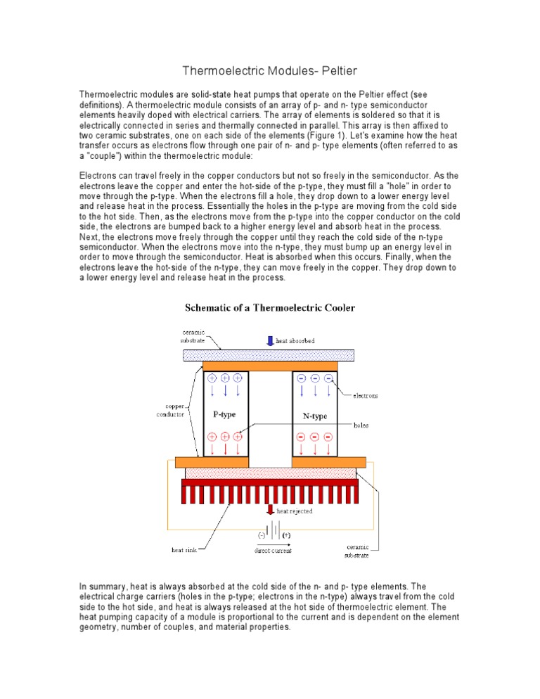 Peltier Effect in Thermoelectric Modules | PDF