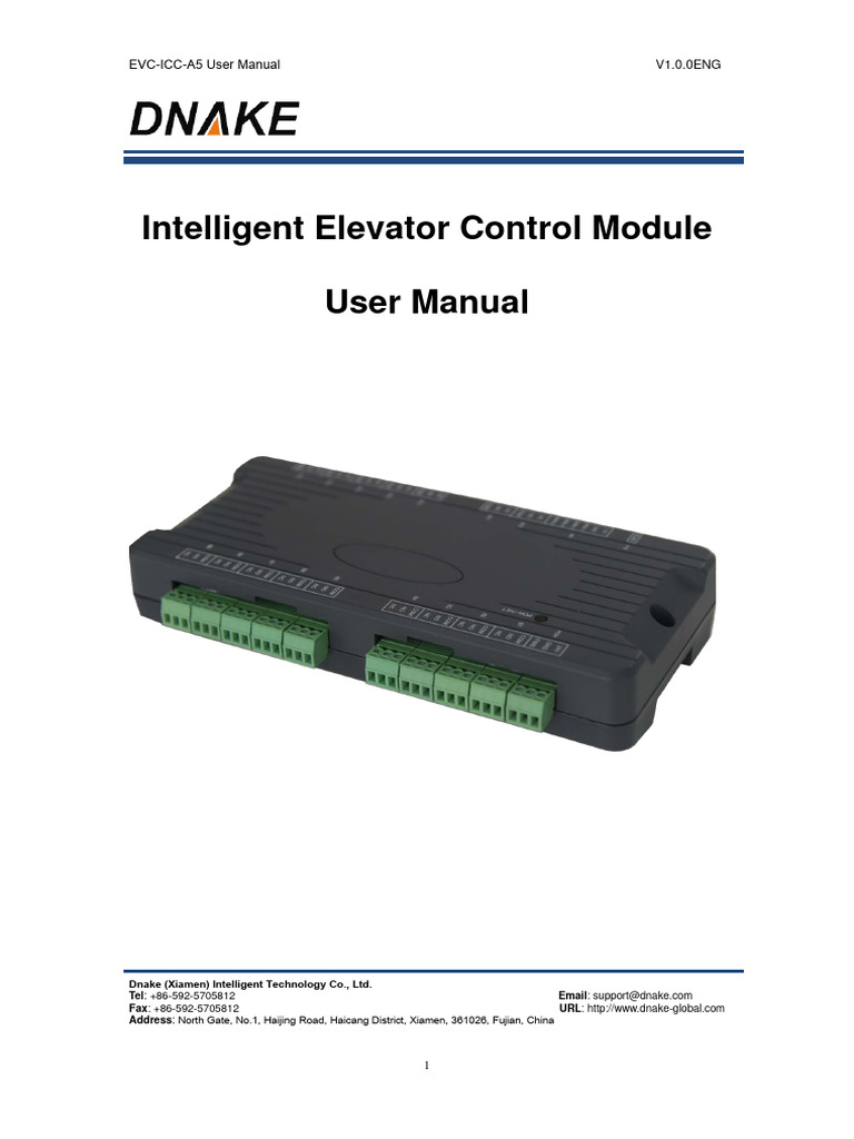 EVC ICC A5 Elevator Control Module User Manual - V1.0 | PDF | Computer ...