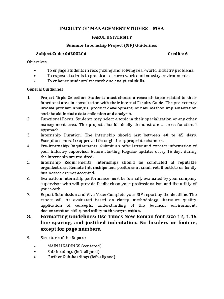 SIP Guidelines Final | PDF