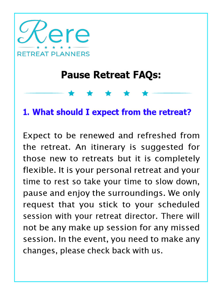 FAQs - Pause Retreat | PDF