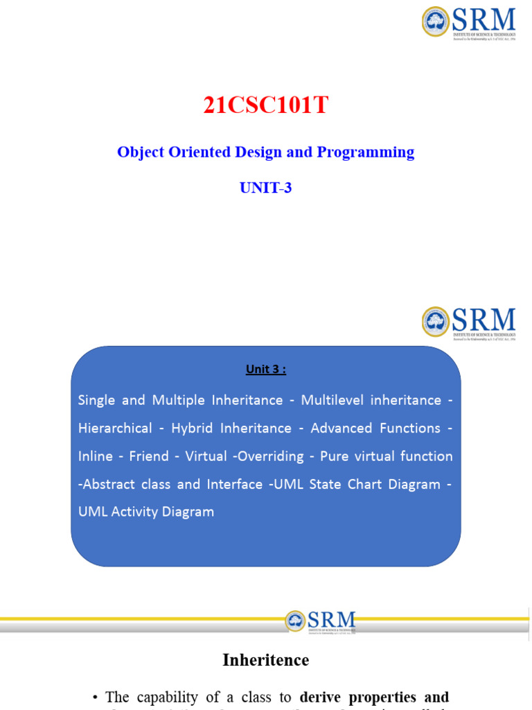 21csc101t Oodp Unit-3 | PDF | Inheritance (Object Oriented Programming) | Class (Computer ...