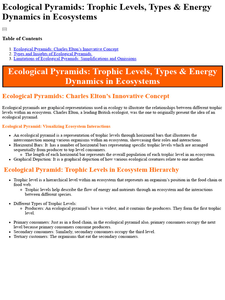 18.ECOLOGICAL PYRAMIDS | PDF | Food Web | Biomass (Ecology)