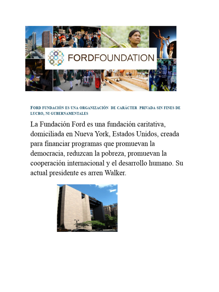Fundación Ford: Historia y Misión Global | PDF | Política | Ciencias ...