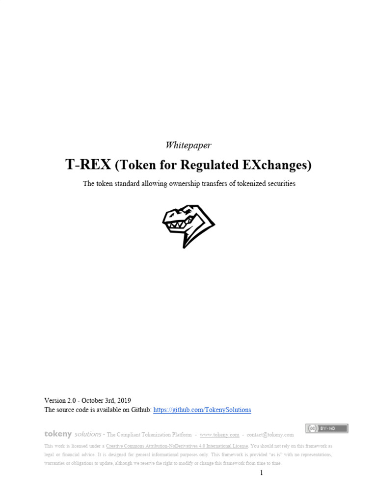 Whitepaper-T-REX-Security-tokens | PDF | Cryptocurrency | Securities ... Whitepaper-T-REX-Security-tokens | PDF | Cryptocurrency | Securities ...