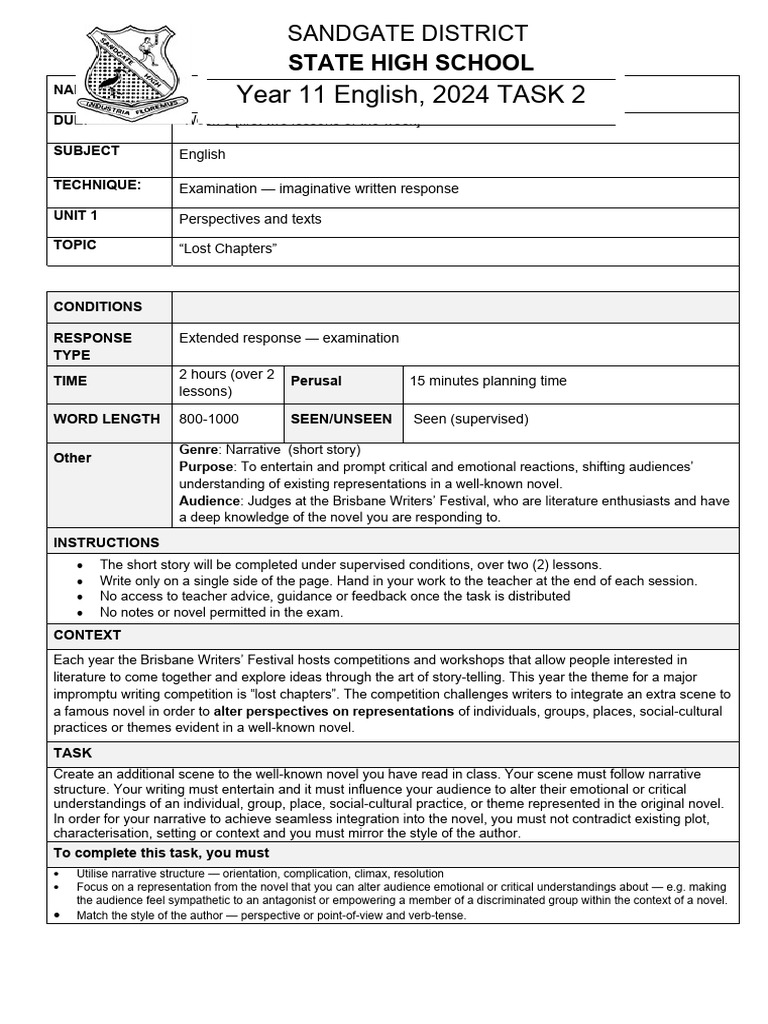 TASK 2 UNIT 1 IMAGINATIVE WRITTEN 2024 | Download Free PDF | Grammar | Narrative