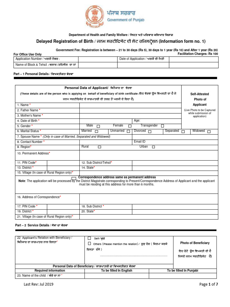 Delayed Registration of Birth Late Entry V 2.0 | PDF