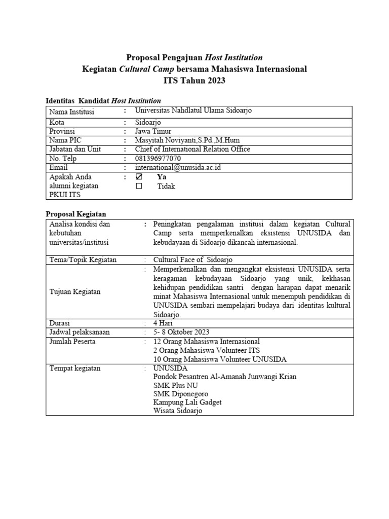 Proposal Cultural Camp 2023 Unusida Edited | PDF