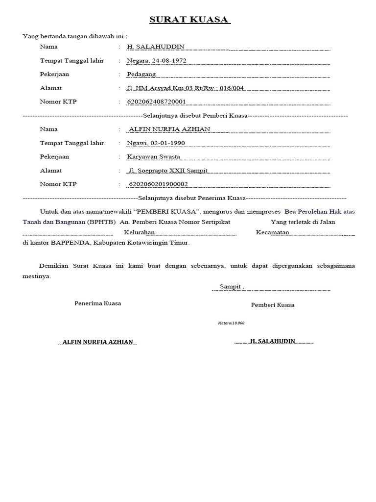 SURAT KUASA BPHTB | PDF