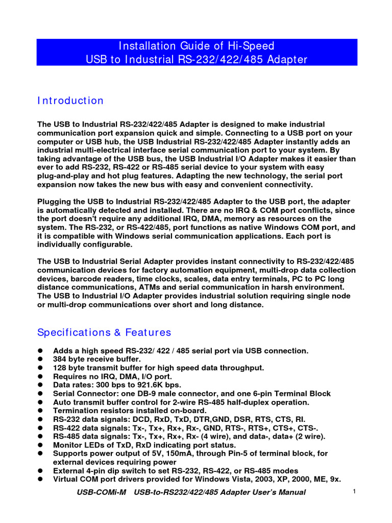 Usb-Comi-M Manual (Part No (1) .m035) | PDF | Device Driver | Usb