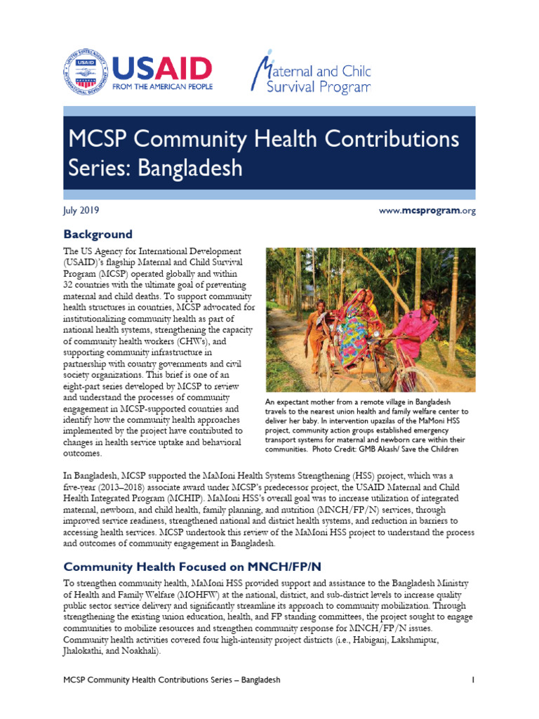 Bangladesh MCSPCommunity Engagement Brief | PDF | Pregnancy | Childbirth