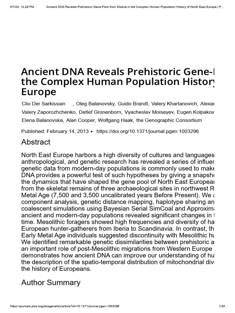 Ancient DNA Reveals Prehistoric Gene-Flow From Siberia in The Complex ...