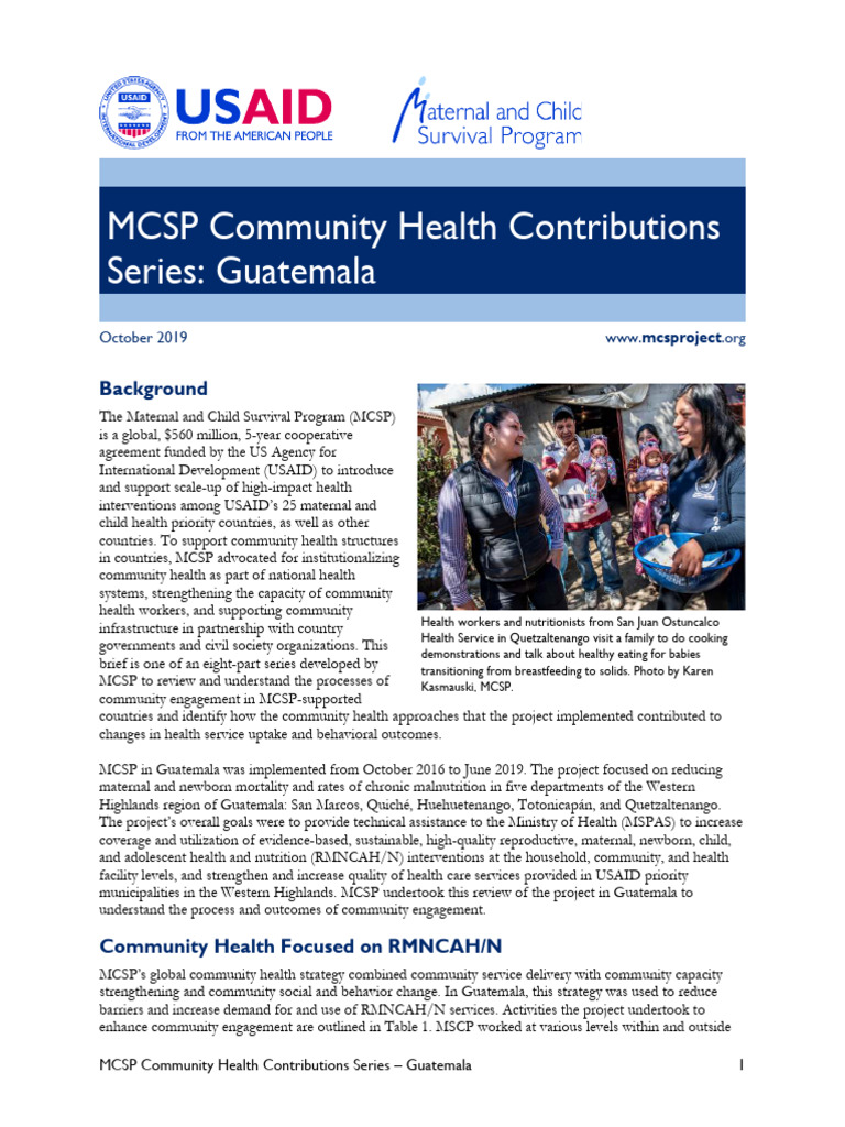GTCMCSP Community Engagement Brief | PDF | Maternal Death | Health Care