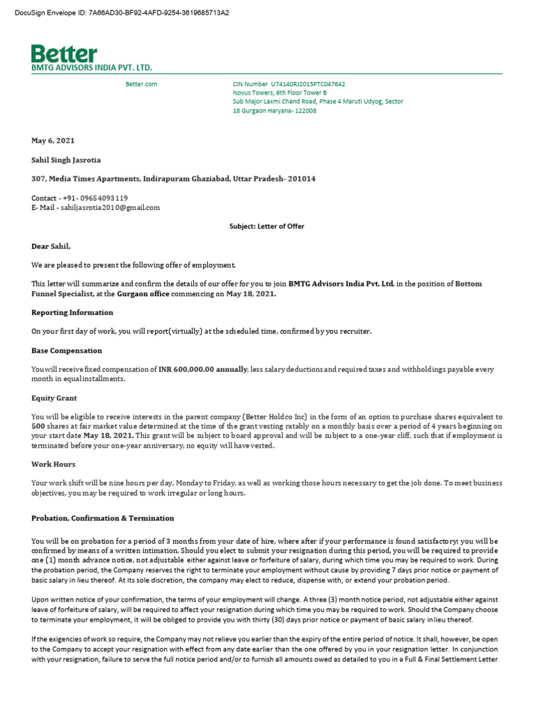 Better Offer | PDF | Employment | Non Disclosure Agreement