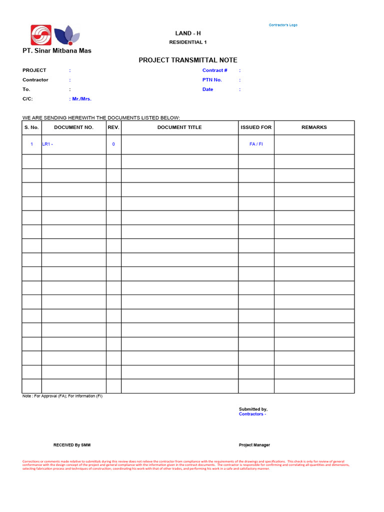 F3 - Project Ttransmittal | PDF | Construction Management | Building ...