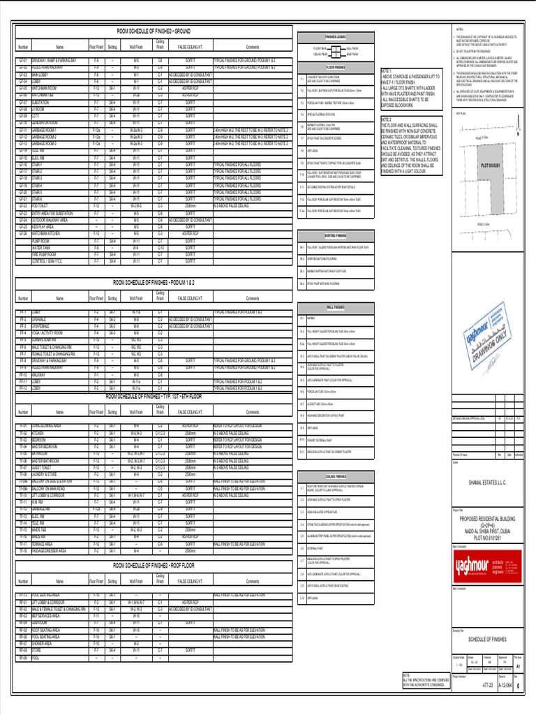 A-12-064 - Schedule of Finishes | PDF | Tile | Flooring