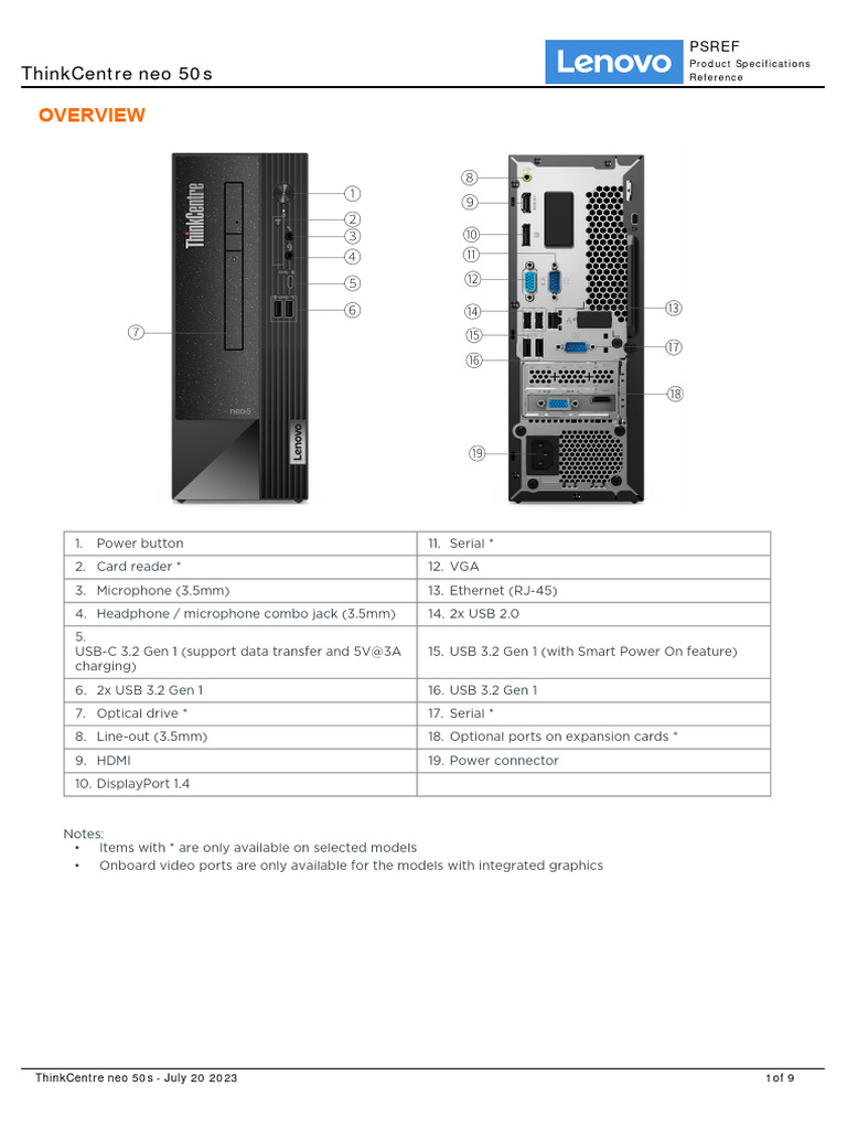 ThinkCentre_neo_50s_Spec | PDF | Solid State Drive | Computer Engineering