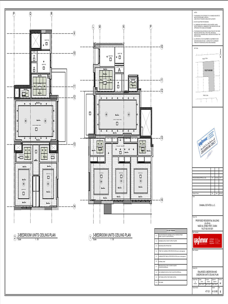 A-12-080 - Enlarged 2-Bedroom and 3-Bedroom Units Ceiling Plan | PDF | Building Engineering