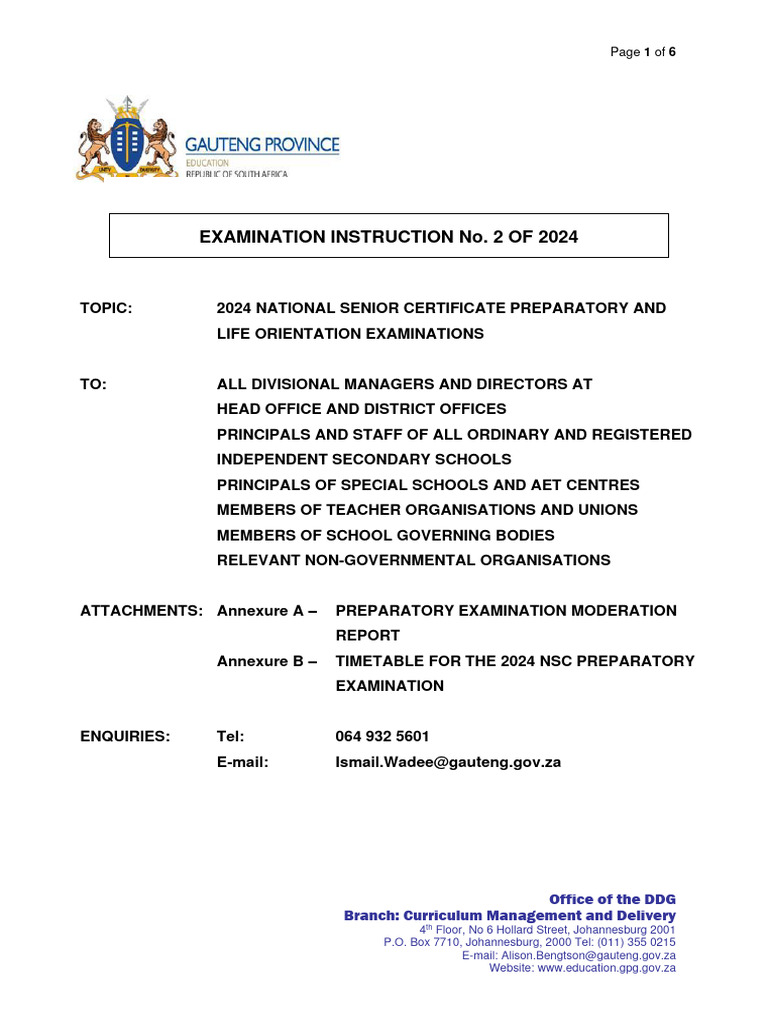 2024 NSC Preparatory Exam Guidelines | PDF