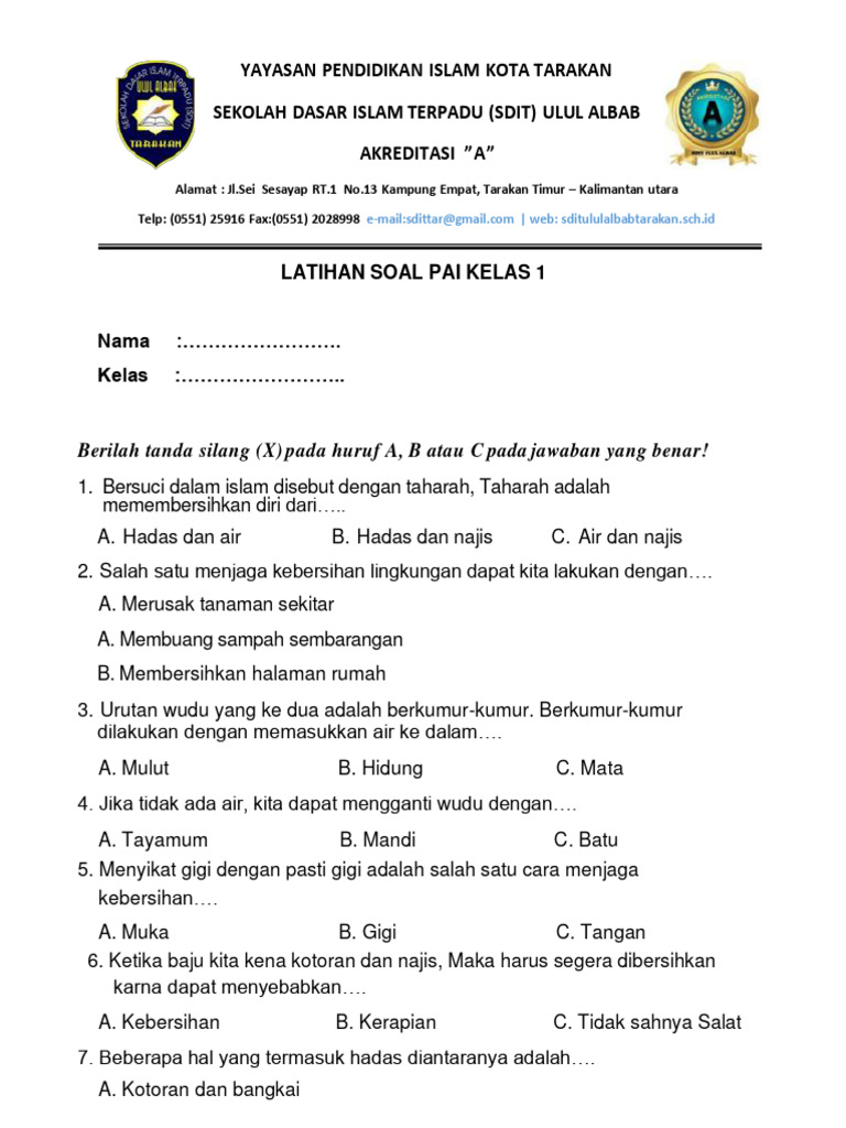 Latihan Soal Sas Pai | PDF