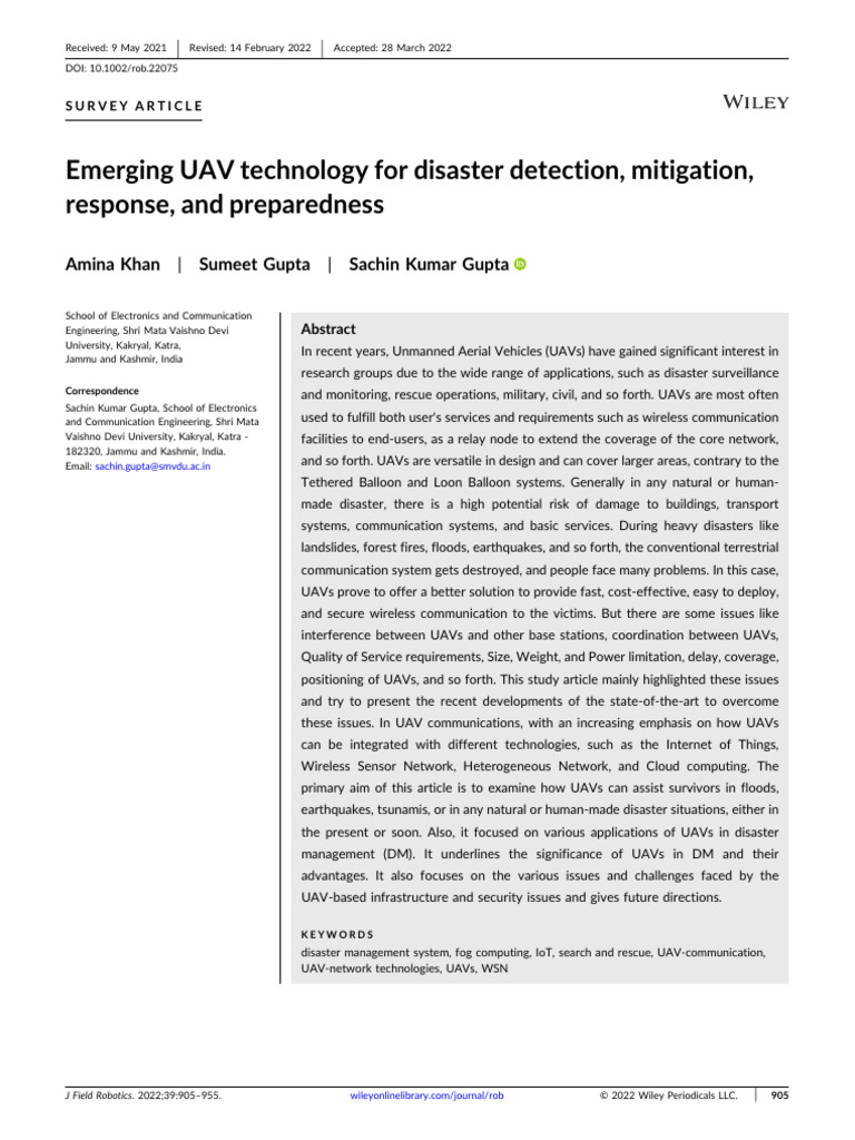 2022_Amina_Emerging UAV technology for disaster | Download Free PDF ...