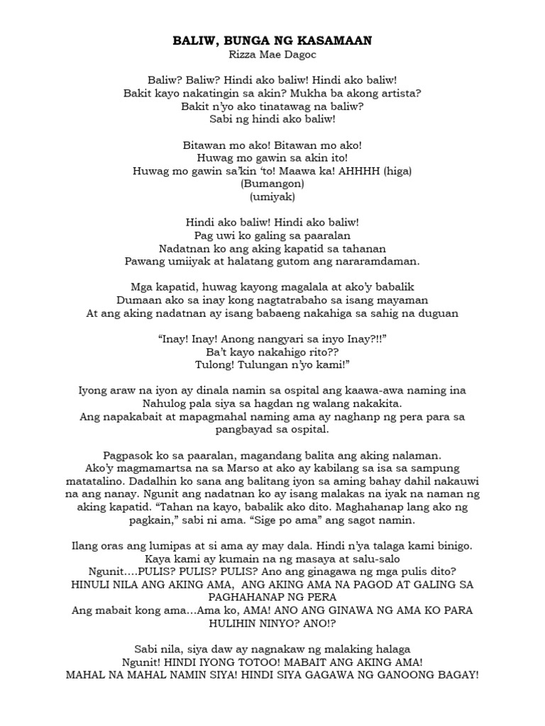 Decalamation - Baliw, Bunga NG Kasamaan | PDF