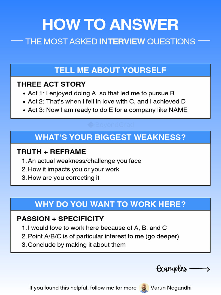 Interview Answers to Most Common Questions | PDF | Cognition | Human Communication