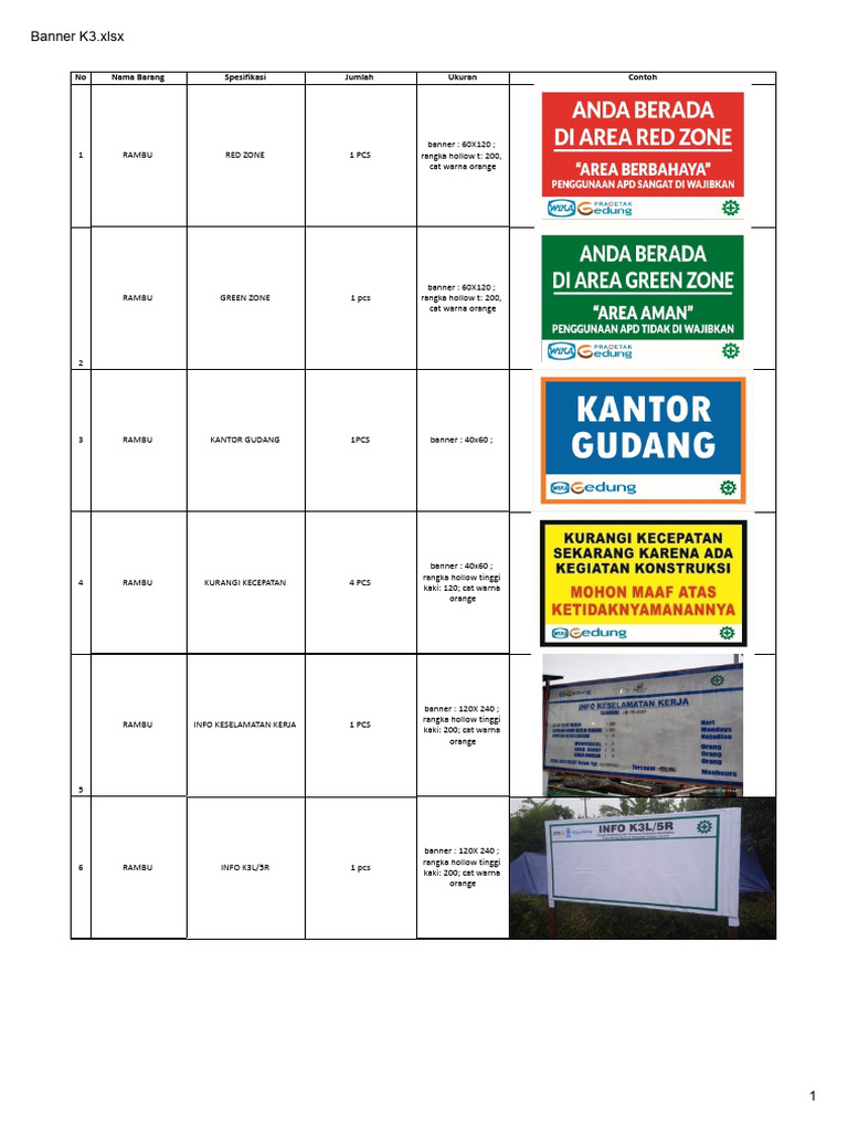 Banner K3.xlsx - RAMBU | PDF
