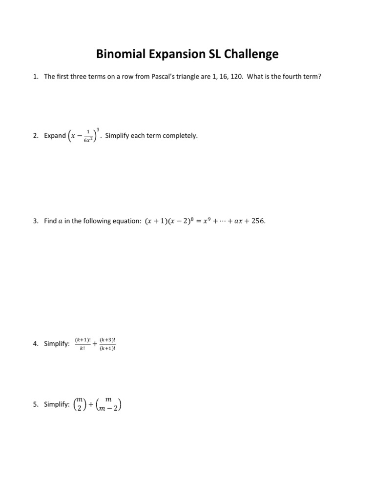 Binomial Expansion SL Challenge | PDF