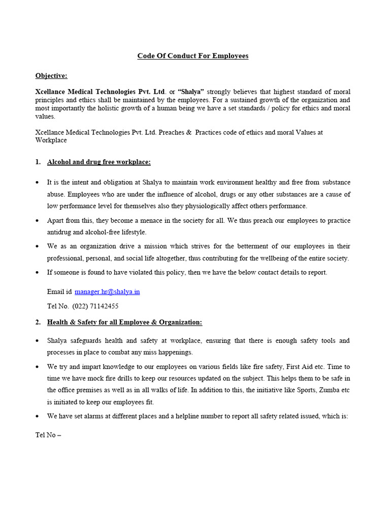 Code of Conduct | PDF | Employment | Safety