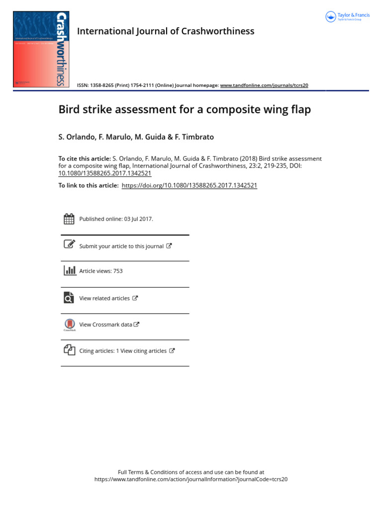 Bird strike assessment for a composite wing flap | PDF | Force ...