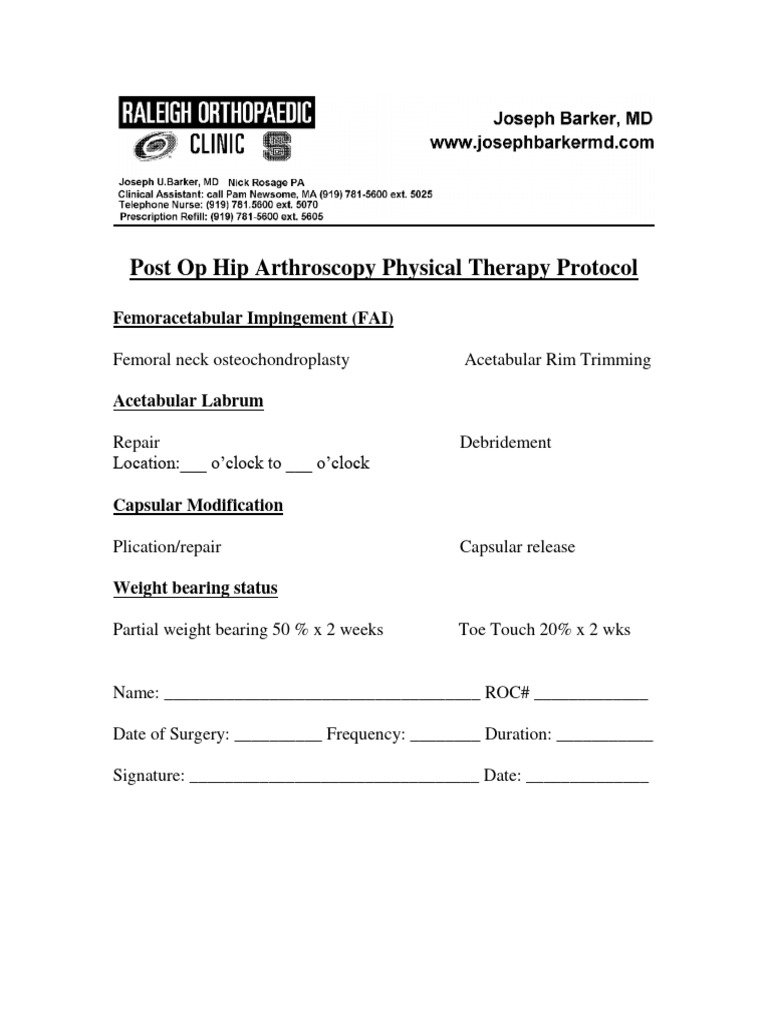 Hip Arthroscopy Physical Therapy Protocol New | PDF | Anatomical Terms ...