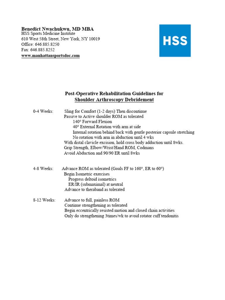 Shoulder Arthroscopy Sad Dce Rehabilitation | PDF | Wellness | Lifestyle