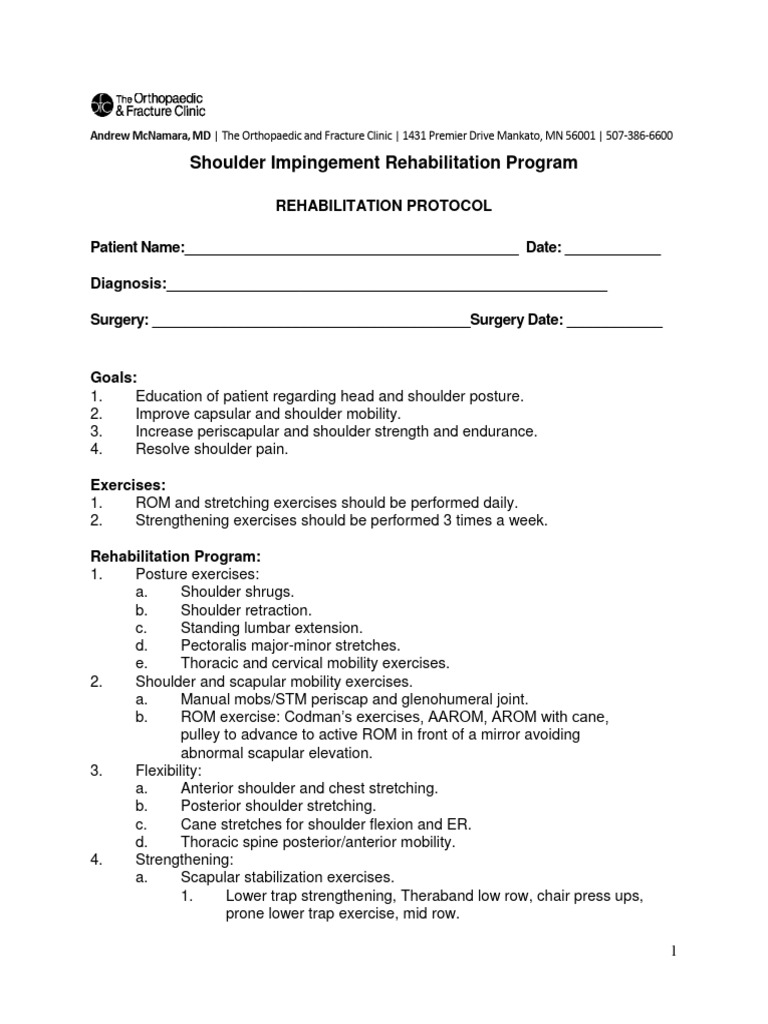 Shoulder Impingement Rehab Protocol | PDF | Shoulder | Anatomical Terms ...