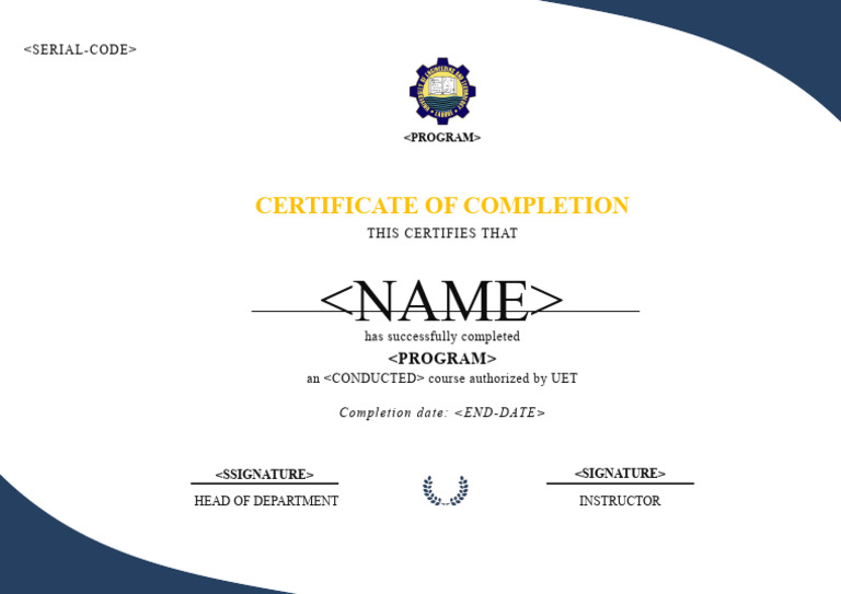 UET Course Completion Certificate | PDF