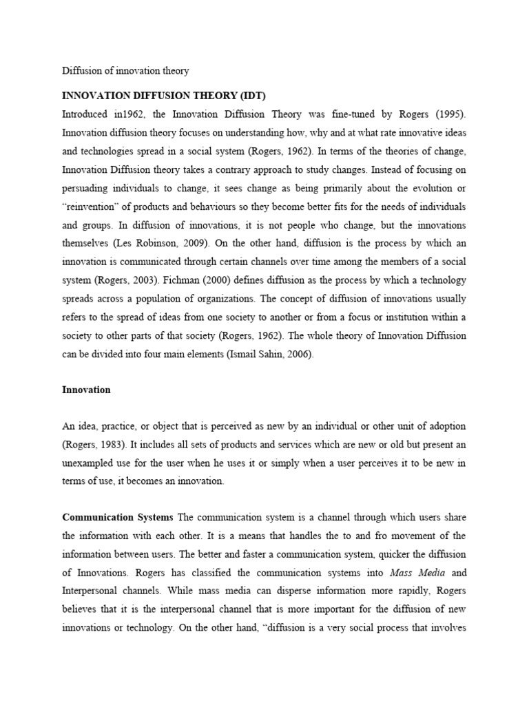 Diffusion of Innovation Theory - 115727 | PDF | Innovation | Attitude ...
