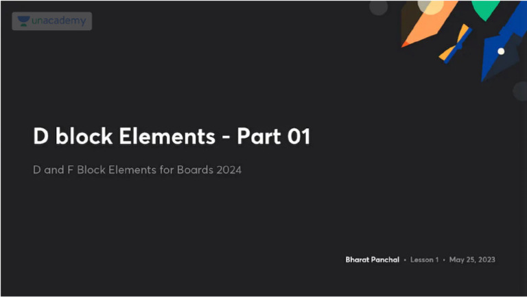 D Block Elements Part 01 No Anno | PDF