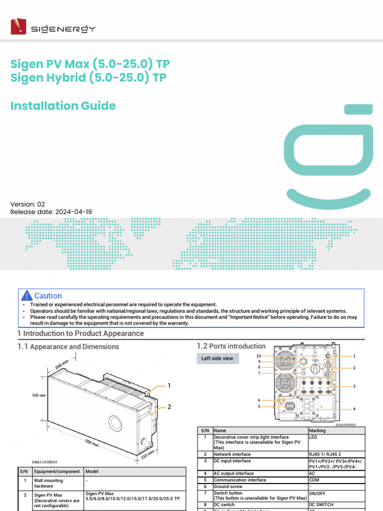 Sigen PV Max & Hybrid Installation Guide | PDF | Electrical Wiring ...
