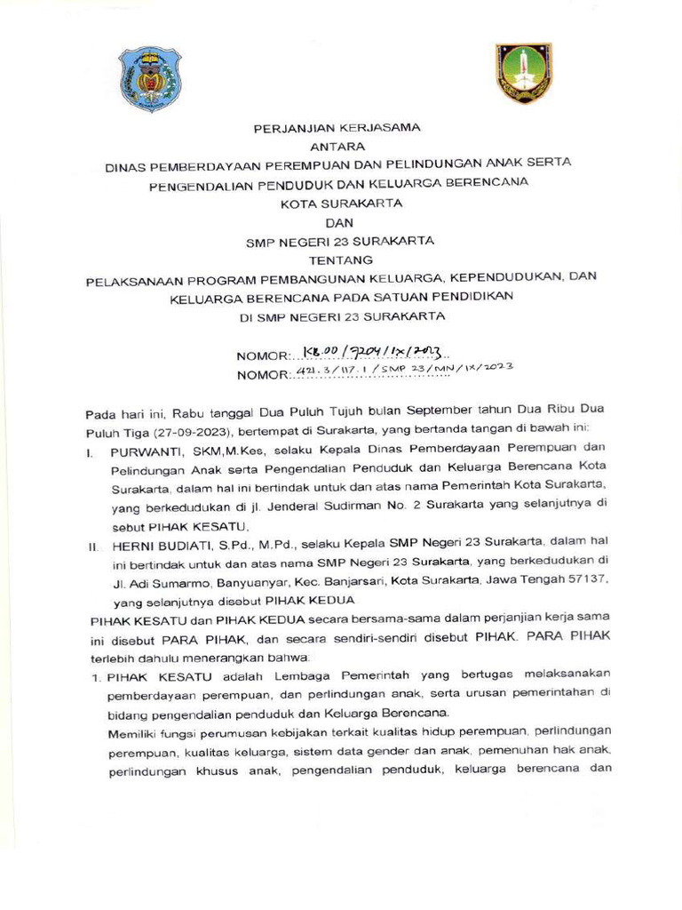 MOU Program Pembangungan Keluarga | PDF