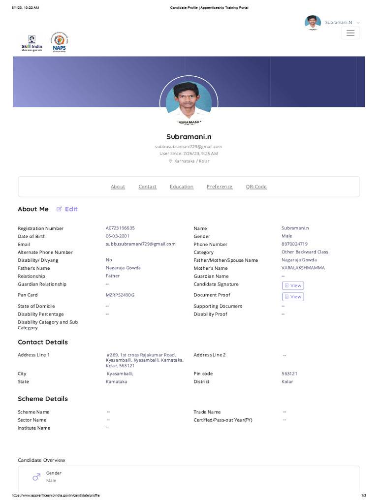 Candidate Profile - Apprenticeship Training Portal | PDF | Apprenticeship