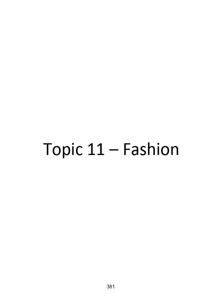 topic 11 | PDF | Fashion | Clothing
