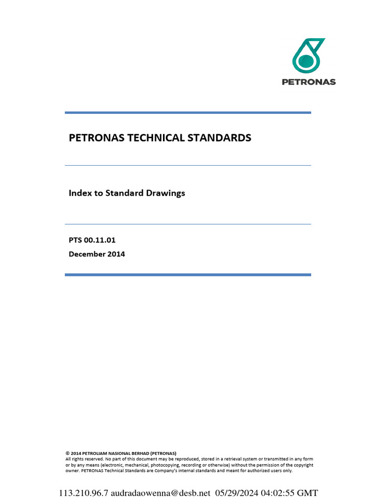 Petronas Technical Standards: Index To Standard Drawings | PDF ...