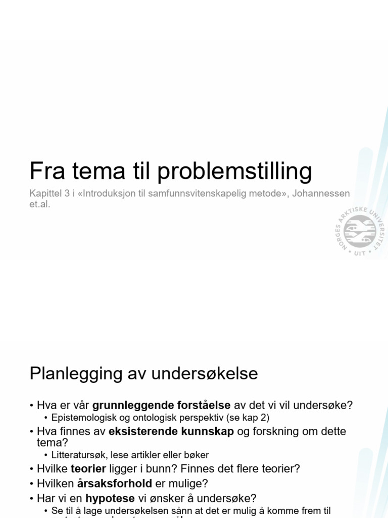 Fra Tema Til Problemstilling-1 | PDF