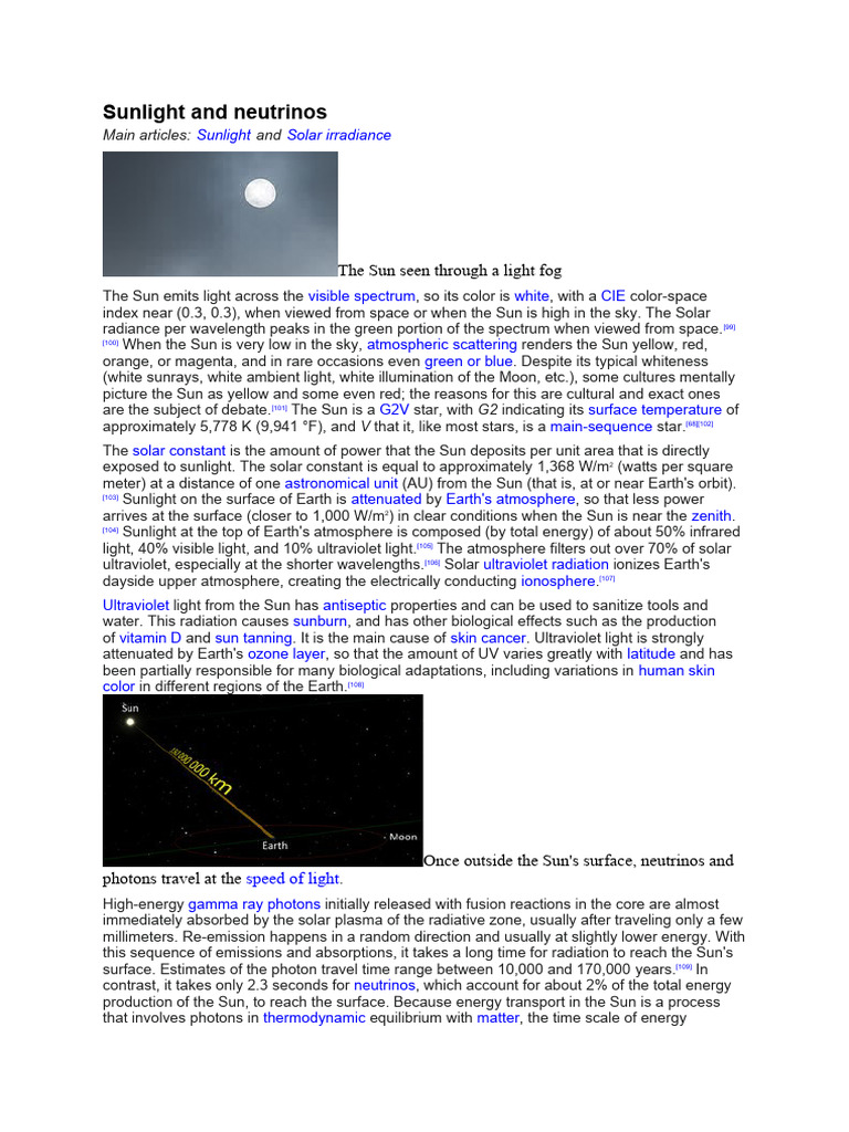 Sunlight and Neutrinos 5 | PDF | Sun | Radiation