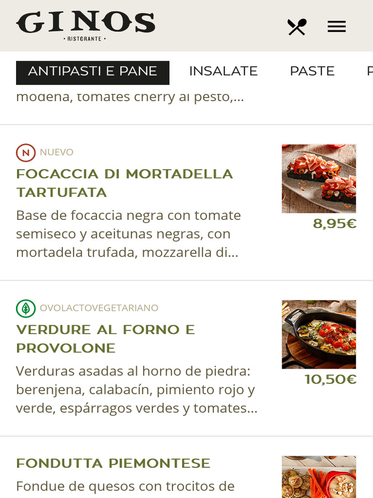 Carta Ginos 2025: Menú y Precios | PDF